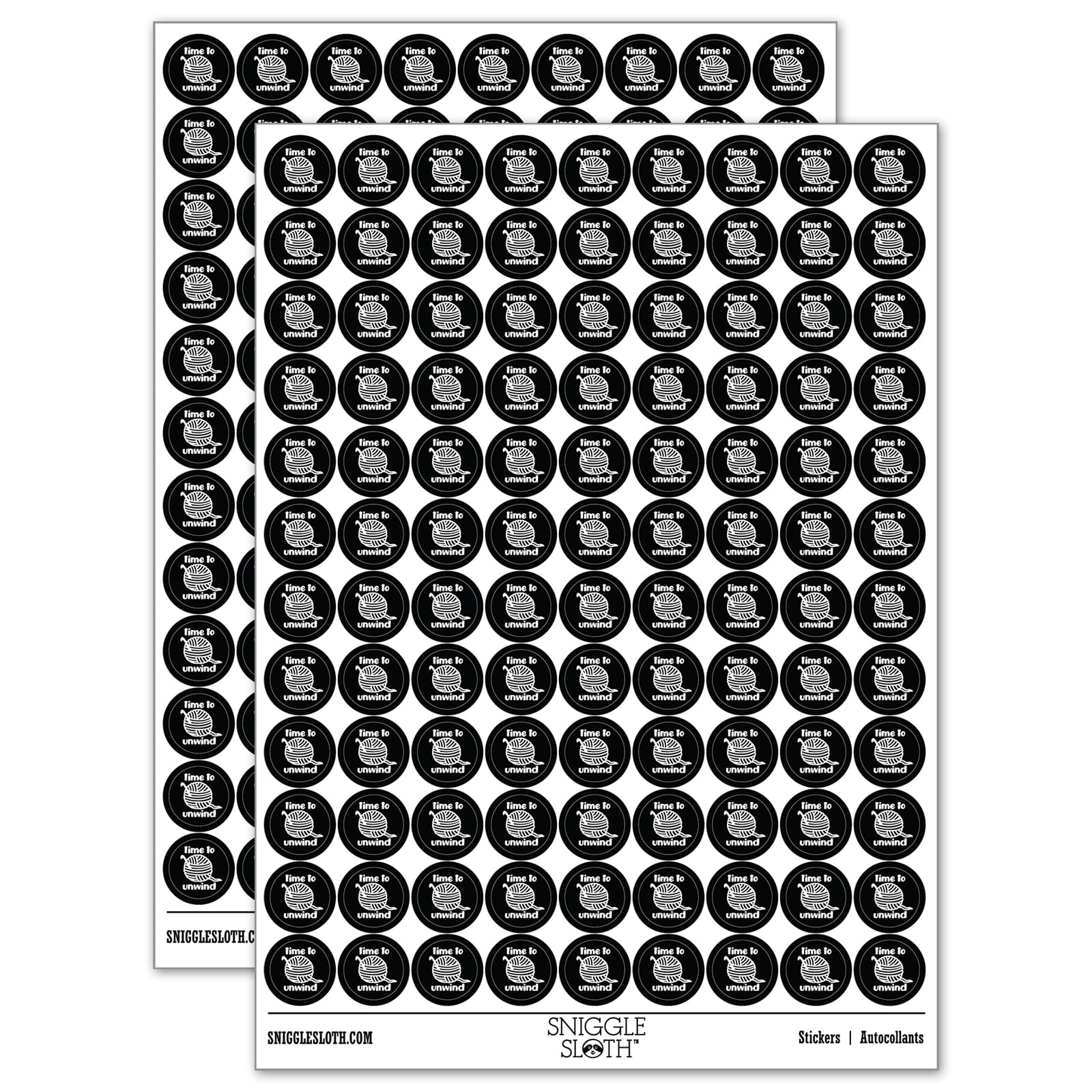 Time to Unwind Crocheting 200+ Round Stickers - Black - Matte Finish ...