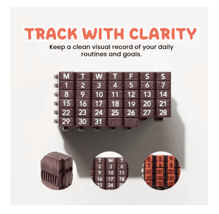 TimeBlocks Connected Calendar Stamp Calendar Date Stamp with Easy Roll ...