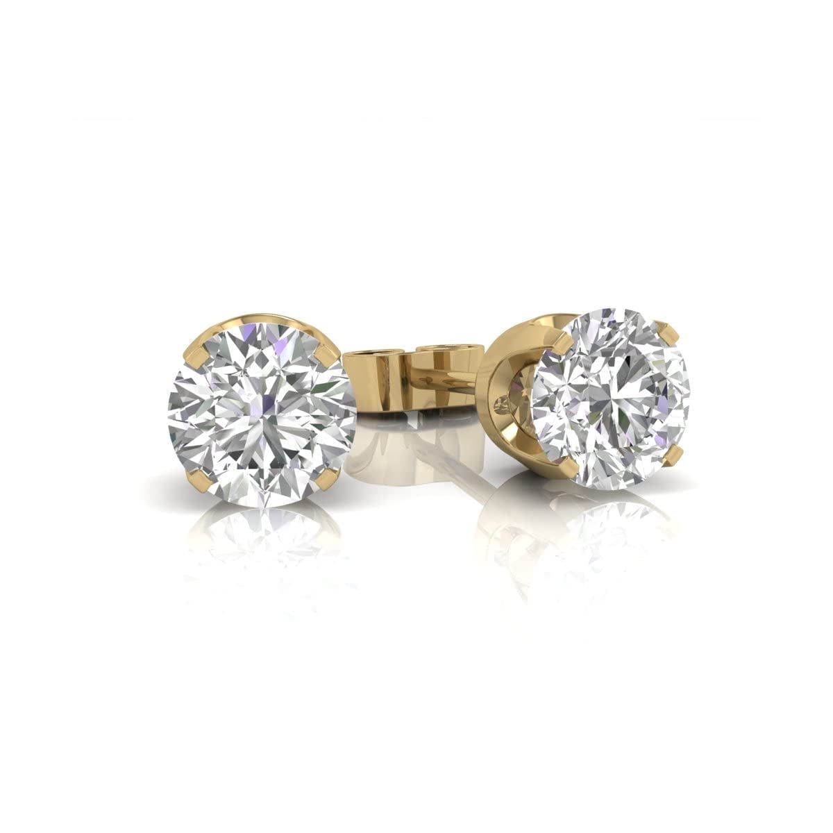 TimeLe$$ Classics 1/2 Carat TW Natural Diamond Solitaire Stud Earrings ...