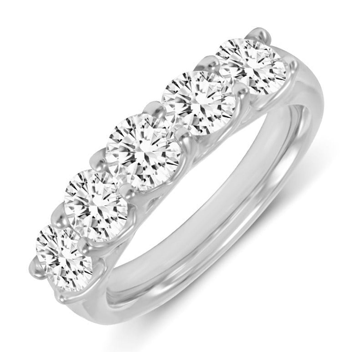 TimeLe$$ Classics 1.50 CTW Round Lab Grown Diamond Five Stone Wedding ...