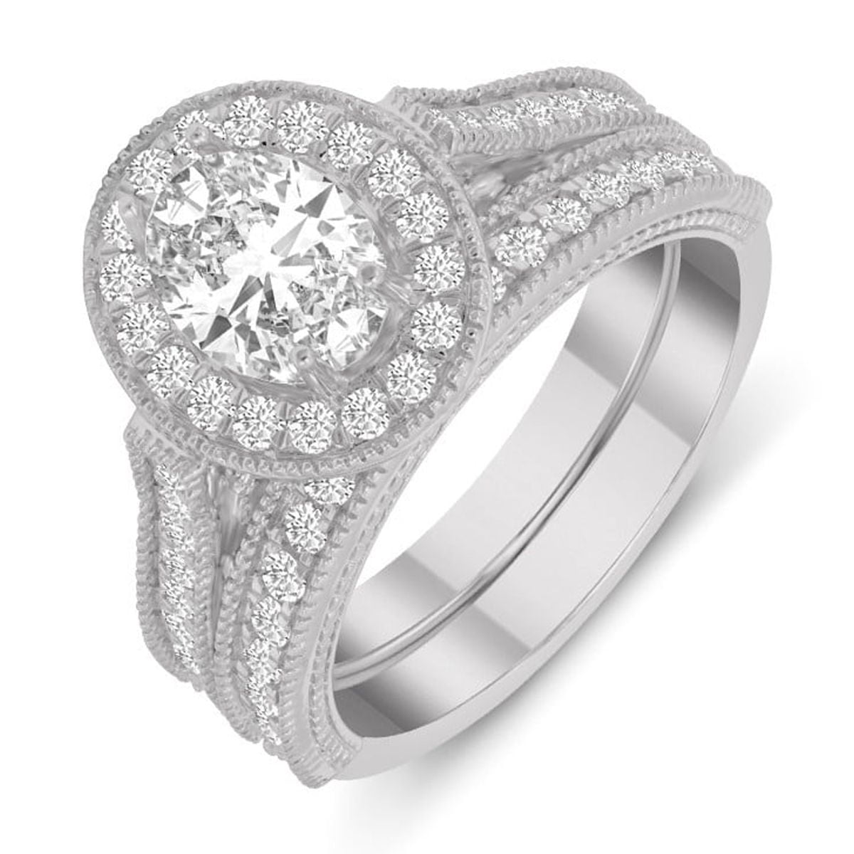 TimeLe$$ Classics 1.75 Carat TW Center Oval Lab Grown Wedding ...