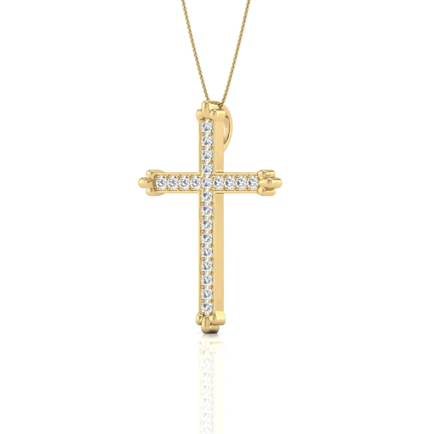 TimeLe$$ Classics 14K Yellow Gold Natural Diamond Jesus Cross Pendant ...