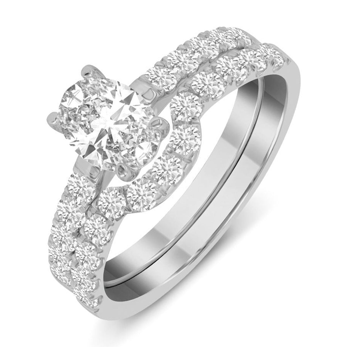 TimeLe$$ Classics Almost 2 Carat TW Center Oval Lab Grown Wedding ...