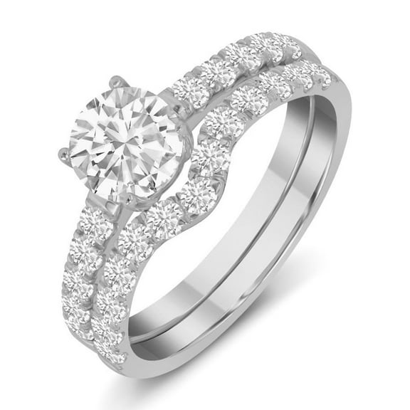 AFFY Halo Solitaire Bridal Ring Set for Women 1.00 Carat Pear and Round ...
