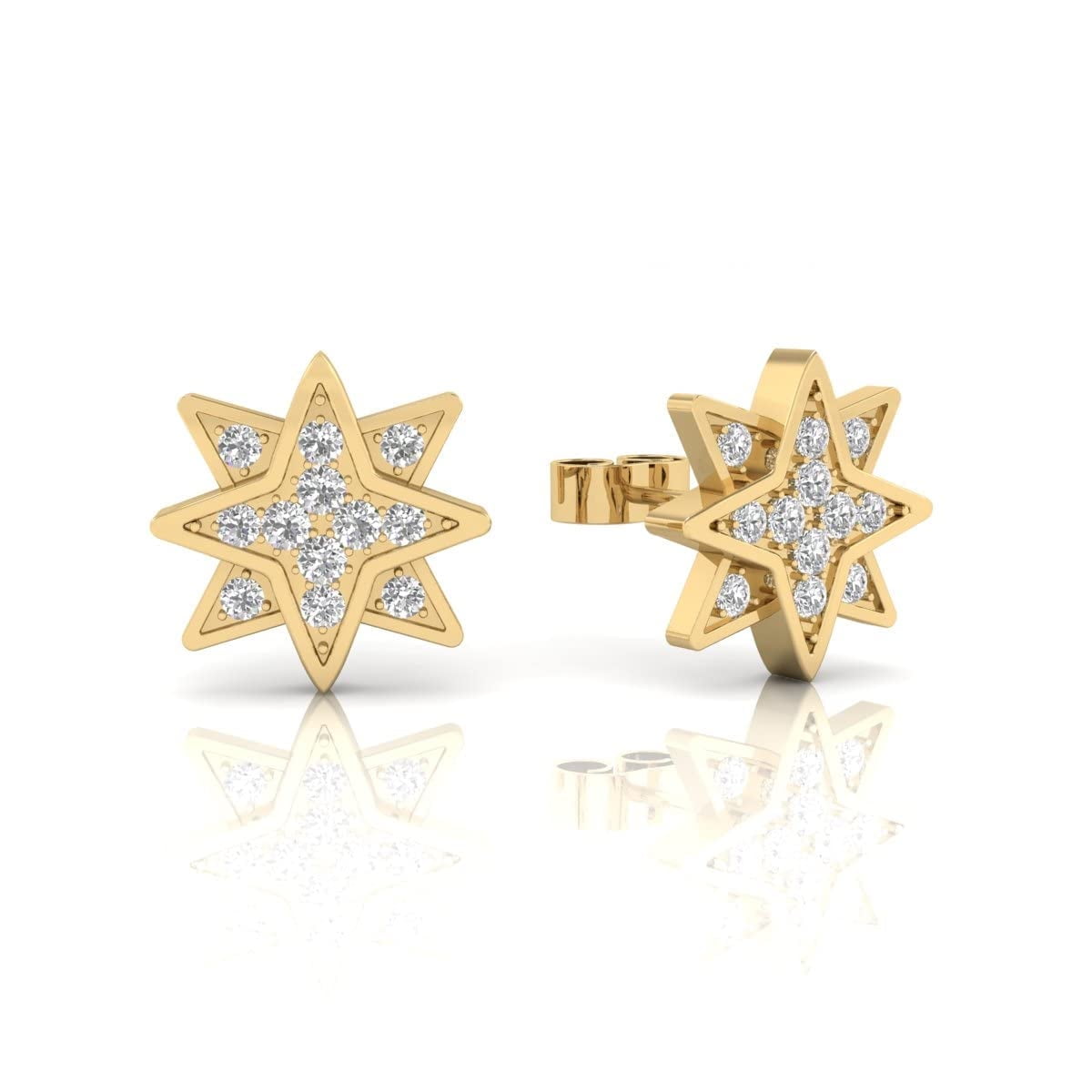 TimeLe$$ Classics Genuine Diamond Star Shape Earrings For Women in 10K ...