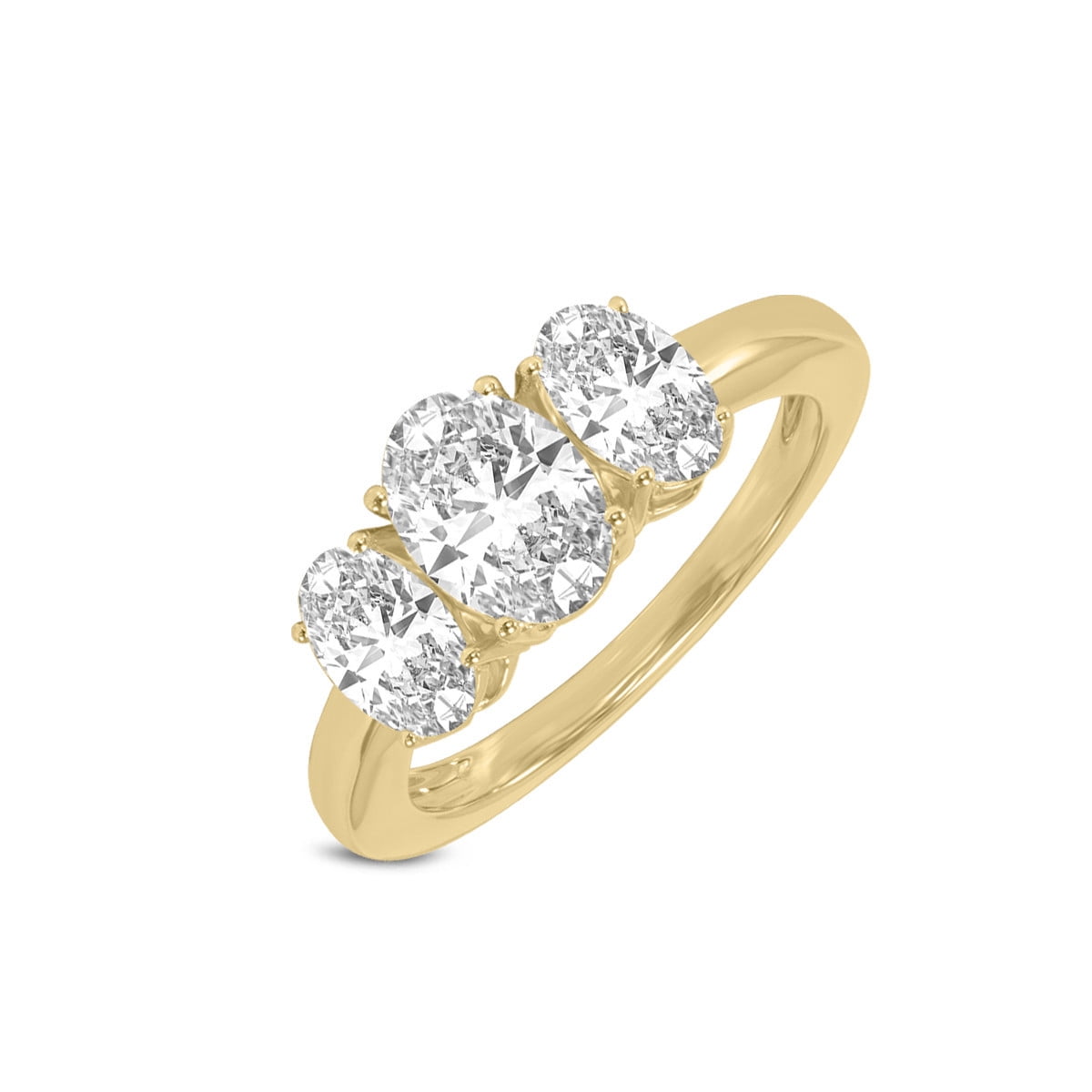 TimeLe$$ Classics Lab Grown 3 Stone 14K Yellow Gold Oval Diamond ...