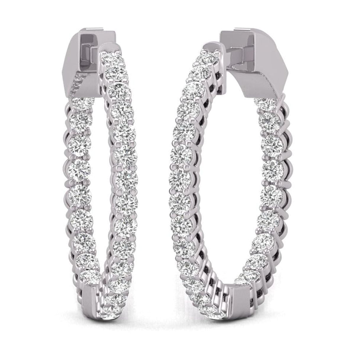 TimeLe$$ Classics Round Shape 1 Carat TW Lab Grown Hoop Earrings in ...