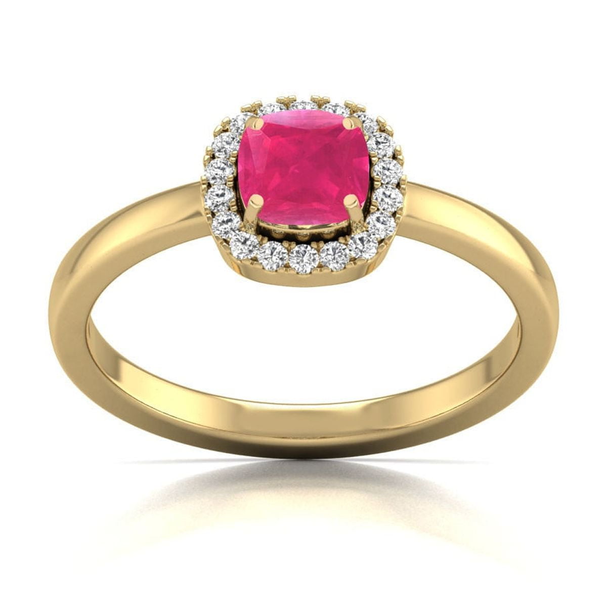 TimeLe$$ Classics Round and Cushion Cut Natural Ruby Gemstone Ring in ...
