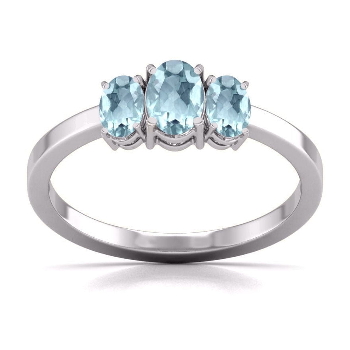 TimeLe$$ Classics Three Oval Shape Natural Aquamarine Gemstone Ring in ...