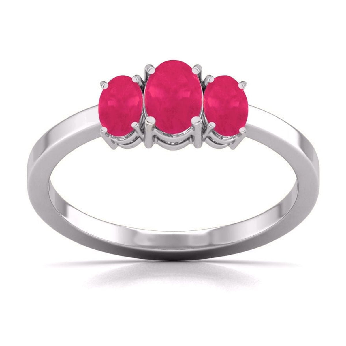 TimeLe$$ Classics Three Oval Shape Natural Ruby Gemstone Ring in 14K ...