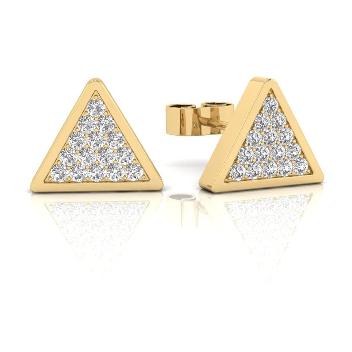 TimeLe$$ Classics Triangle Shape Natural Diamond Stud Earrings in 10K ...