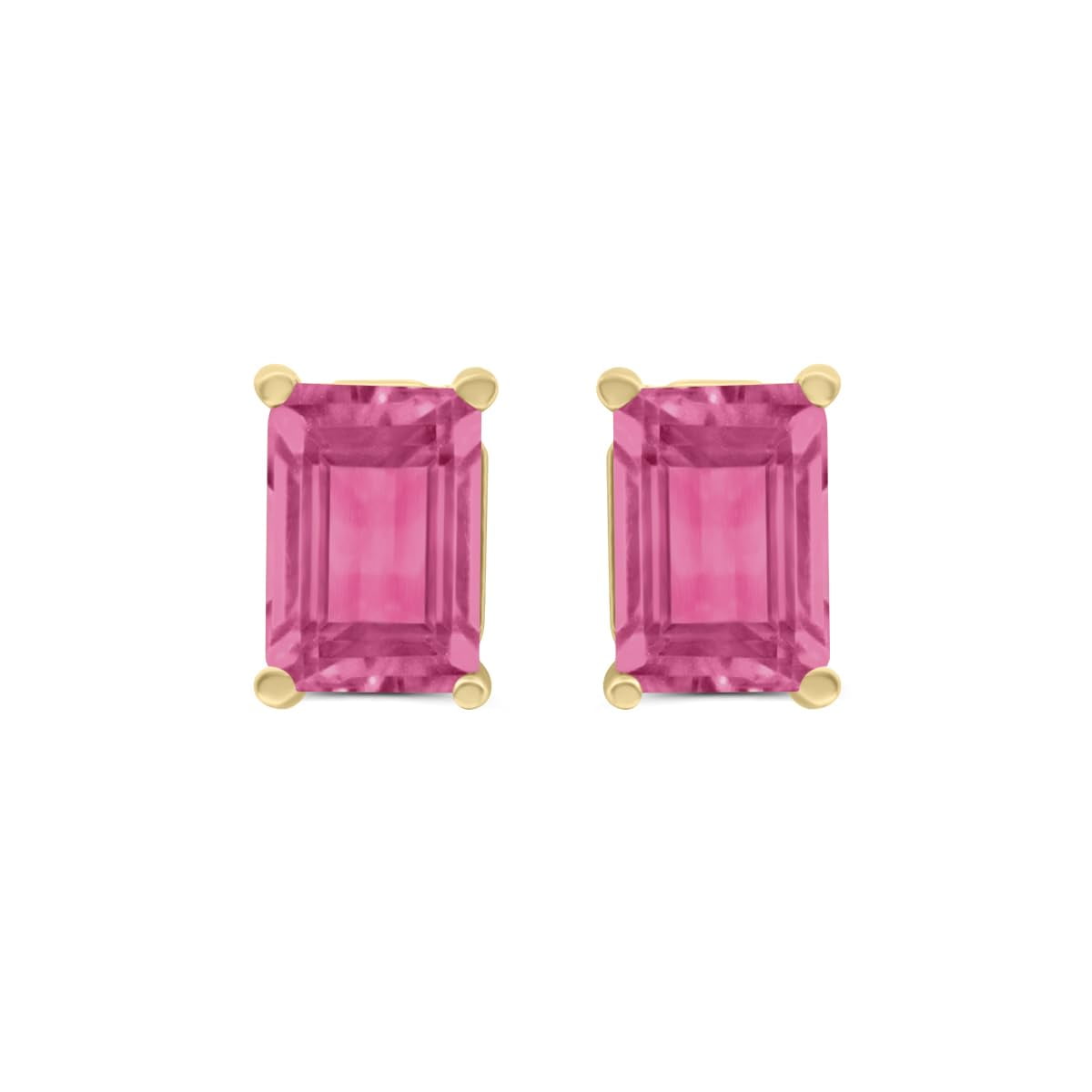 TimeLess Classics Emerald Cut Ruby Stud Earrings in 14K Yellow Gold - 6x4MM - Walmart.com