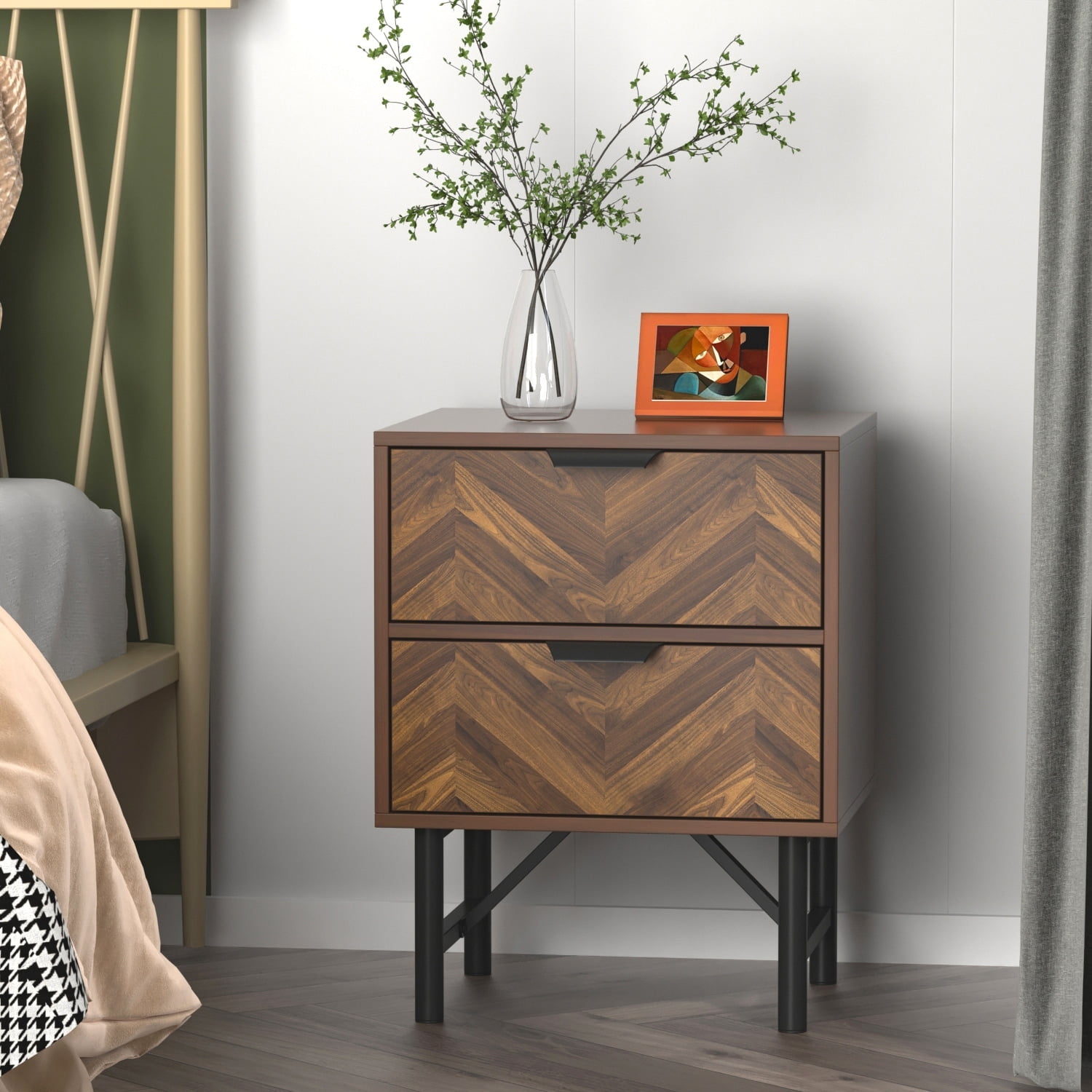 Timechee 18.9"W Nightstand Industrial End Table Side Table Bedside ...
