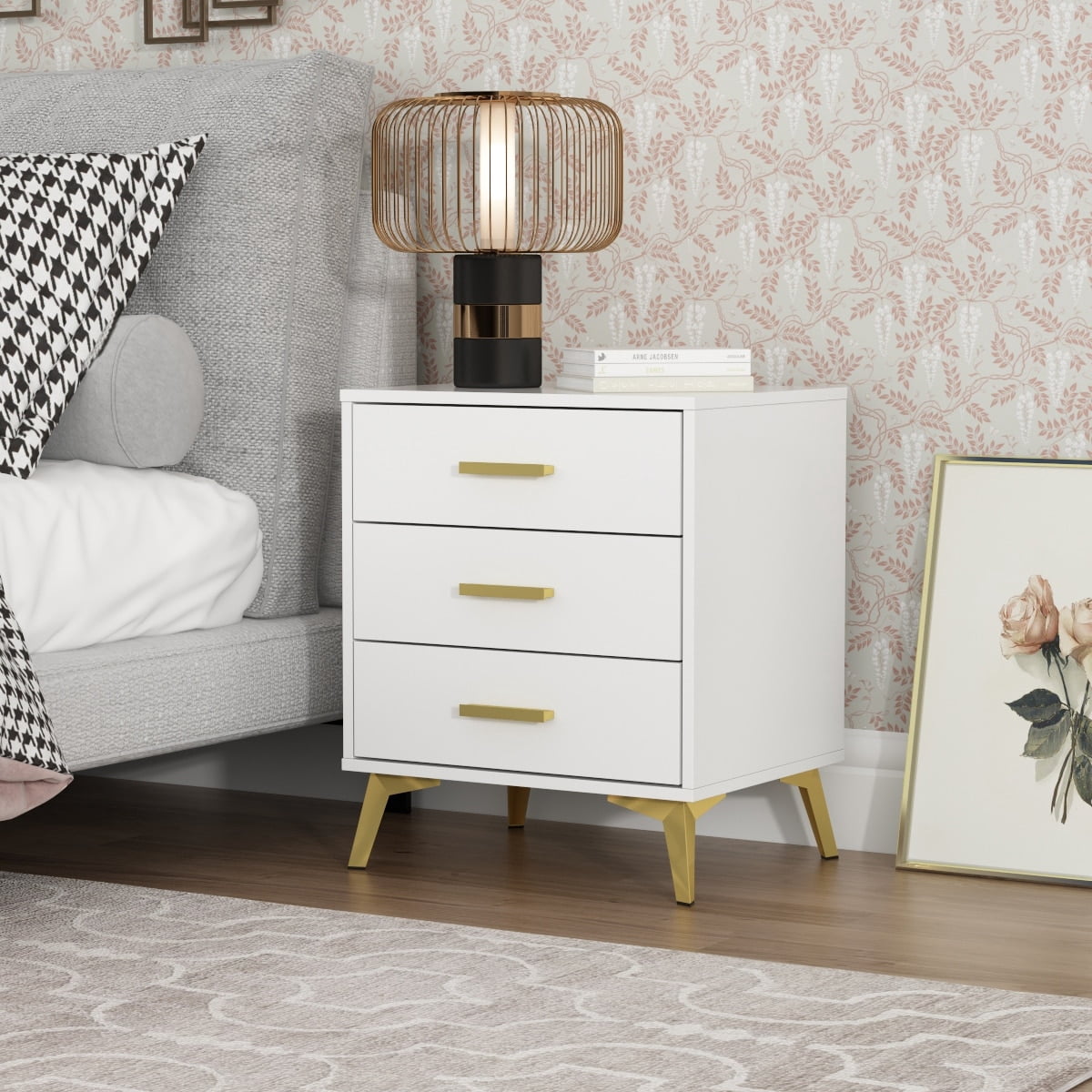 Timechee 23.6'' Tall 3 - Drawer Nightstand End Table Beside Table Spray ...