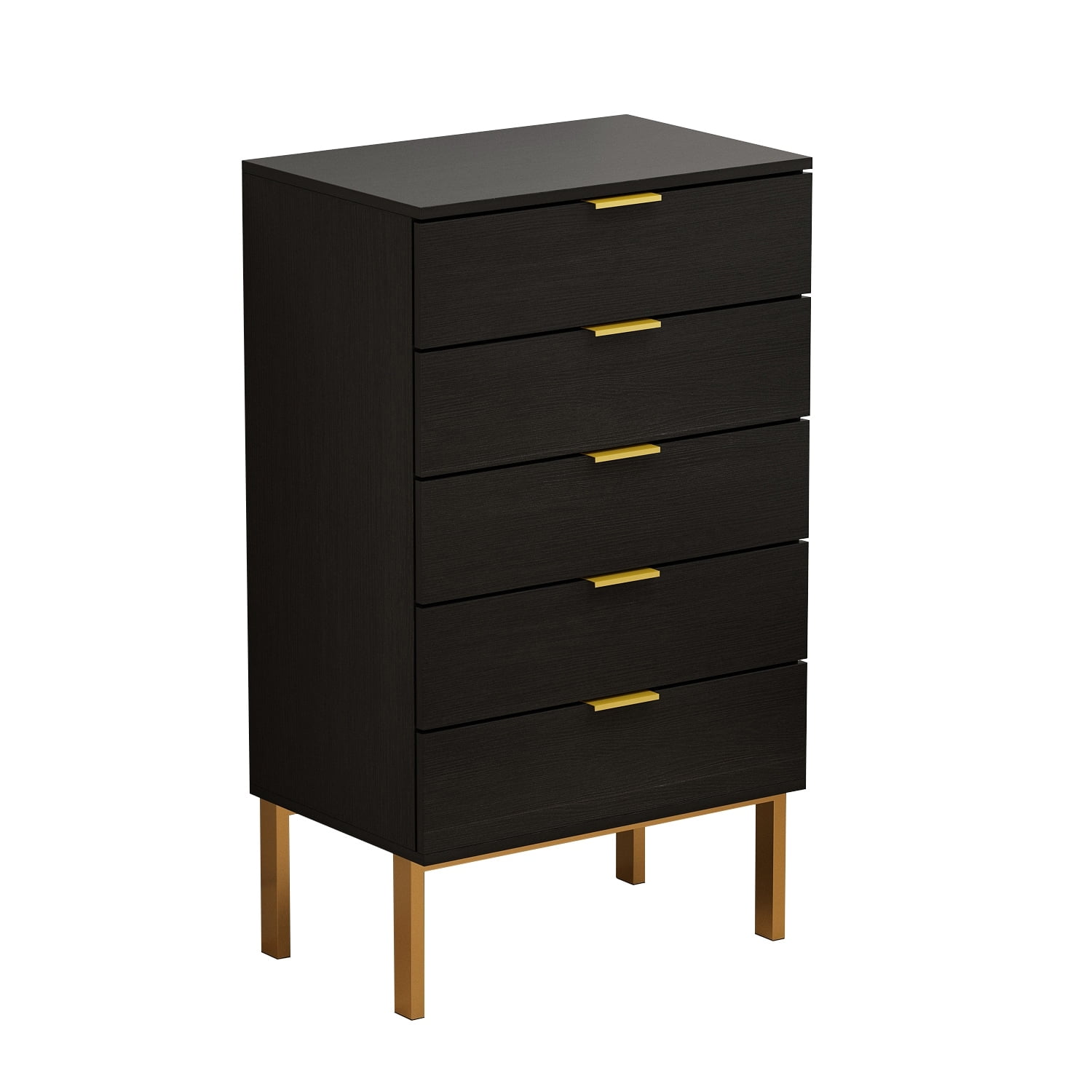 Timechee 5 Drawer Dresser Chest of Drawers with Metal Leg Wood Dresser ...