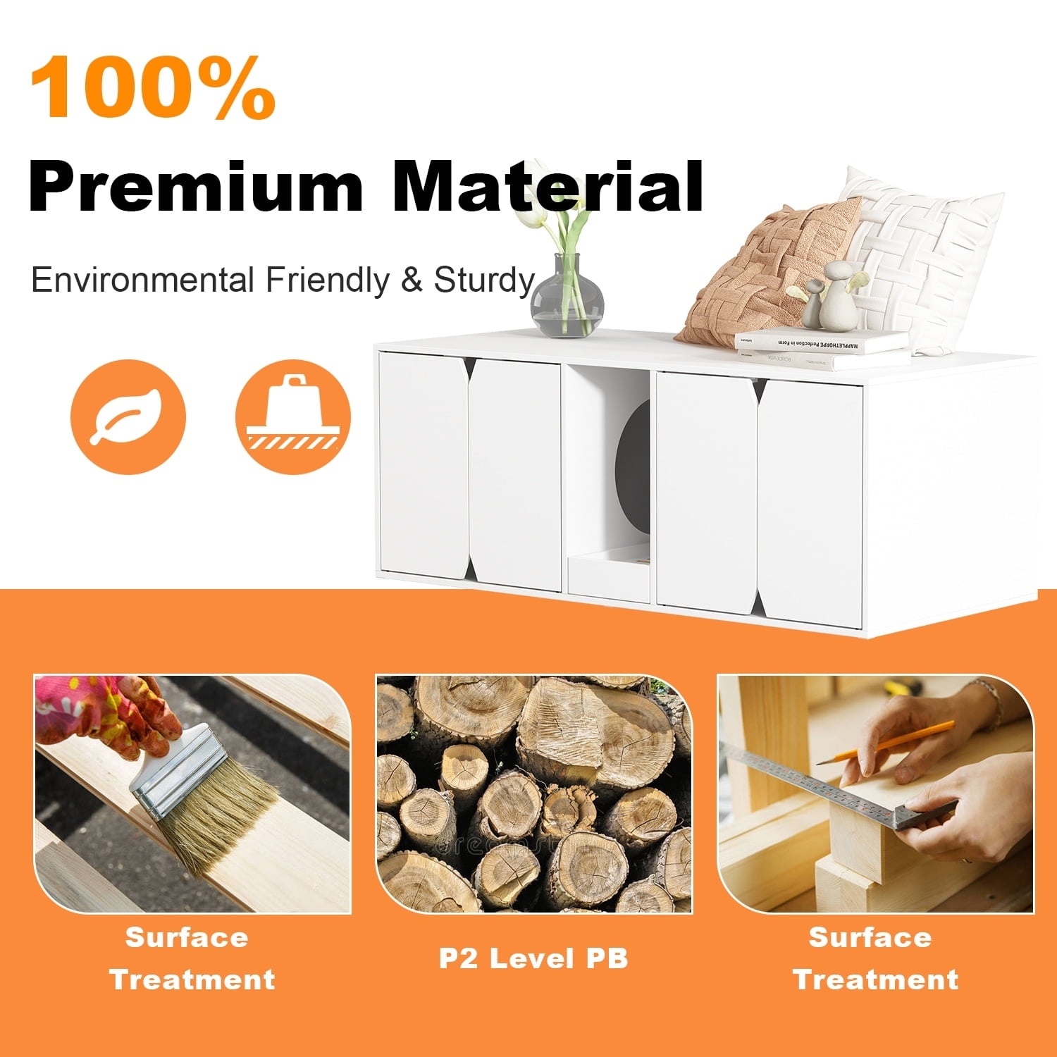 Timechee Cat Litter Box Enclosure for 2 Cats, Cat Washroom Storage ...
