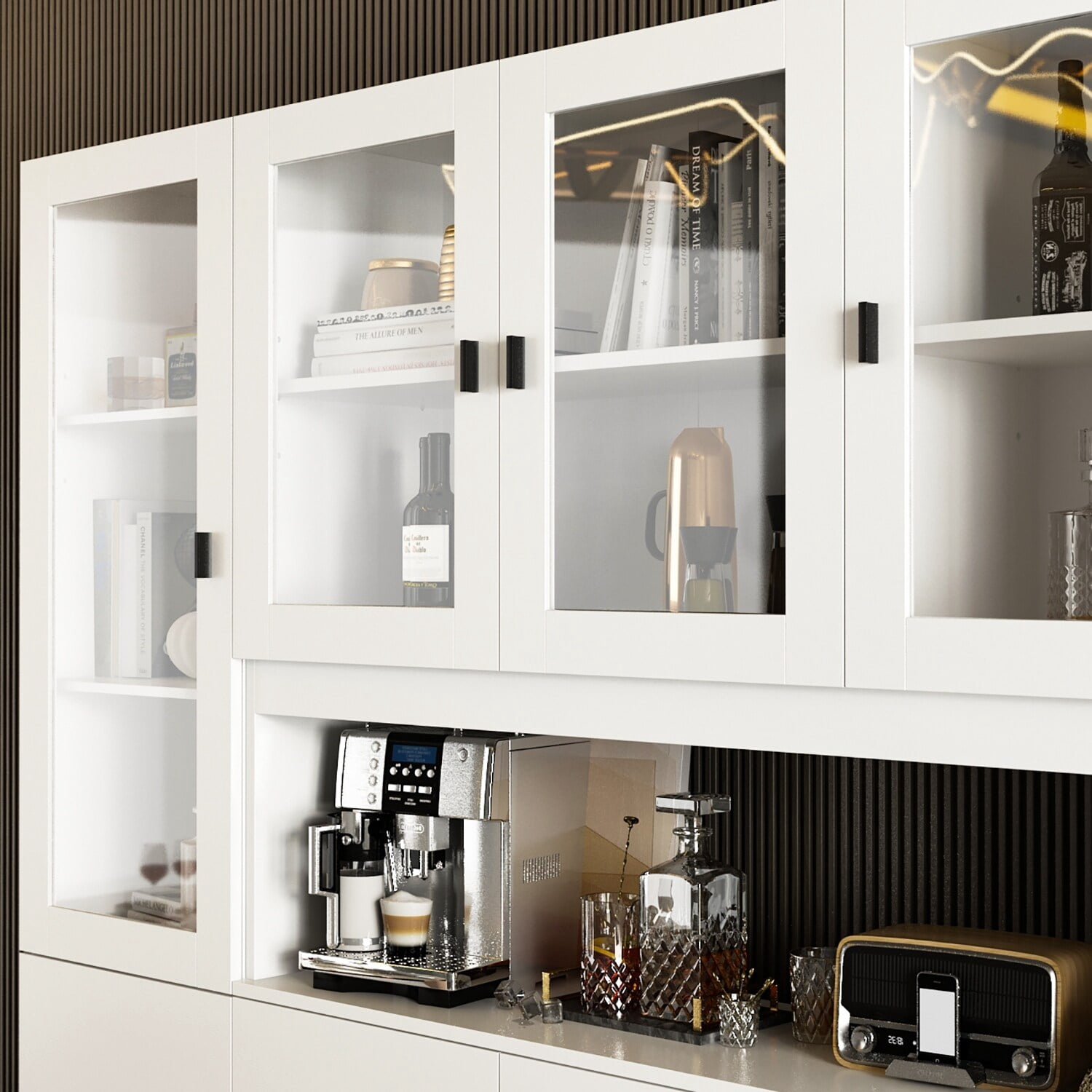 Timechee Combined Bookcase Kitchen Cabinet Display Cabinet Pantry ...