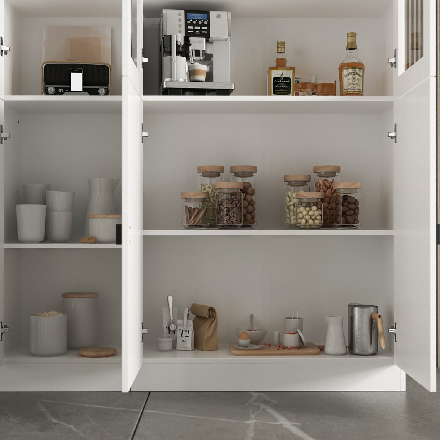 Timechee Combined Bookcase Kitchen Cabinet Display Cabinet Pantry 9Door ...