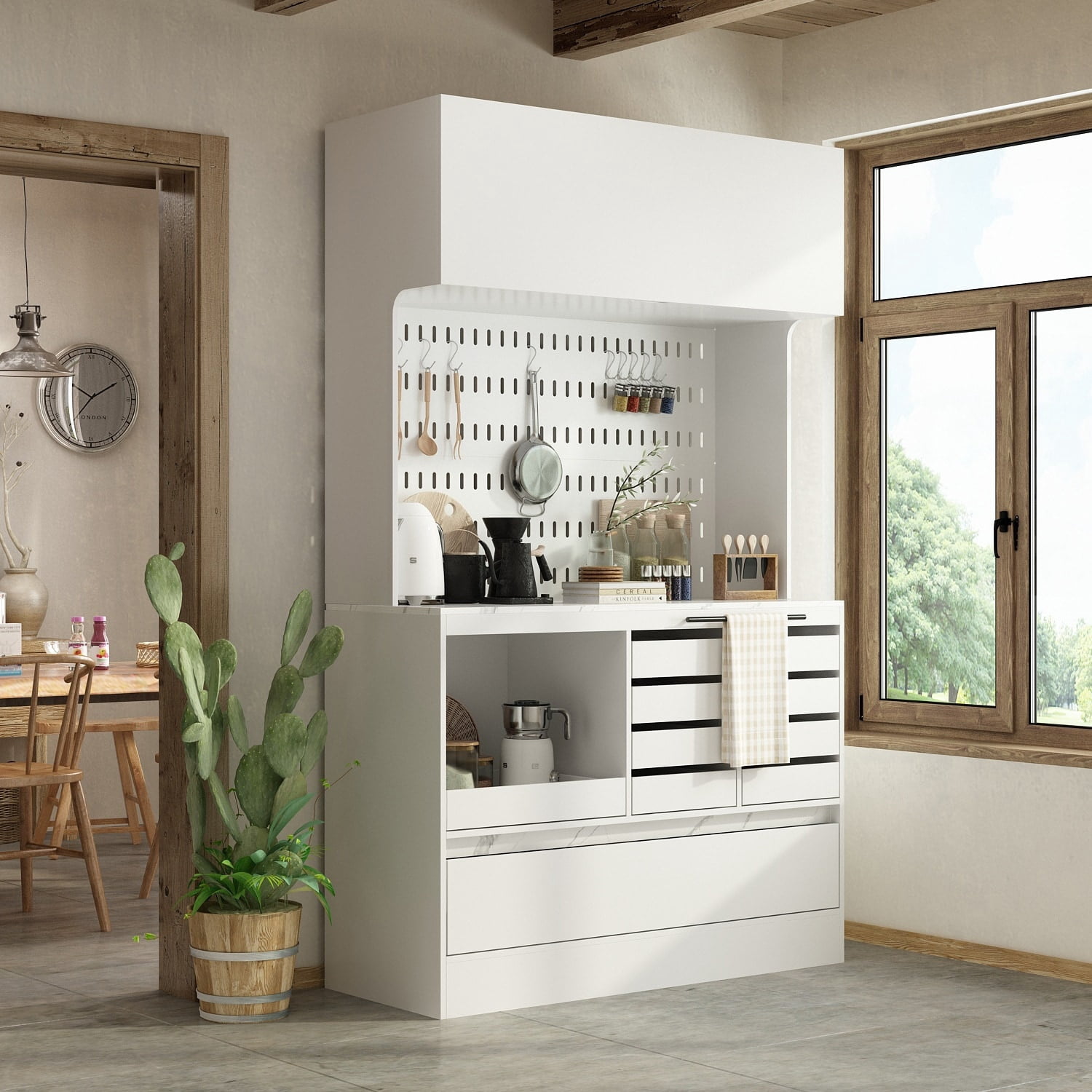 Timechee Combo Large Kitchen Pantry Storage Cabinet Pantry Cabinet ...