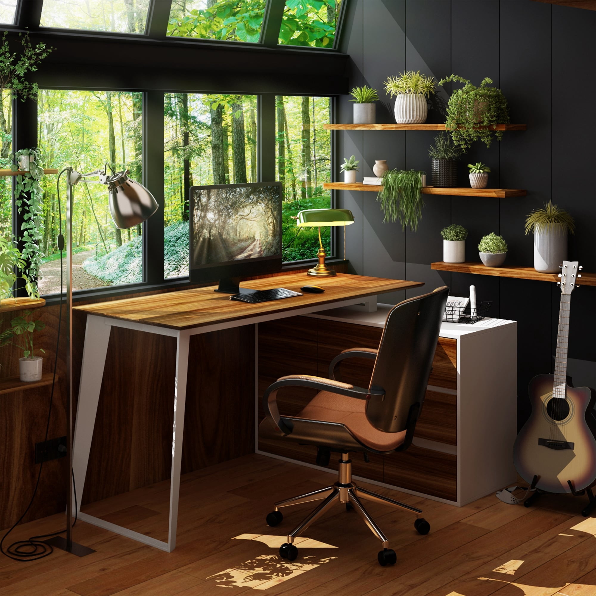 Timechee Home Office Computer Desk L-Shaped Corner Desk 54.3" Writing ...