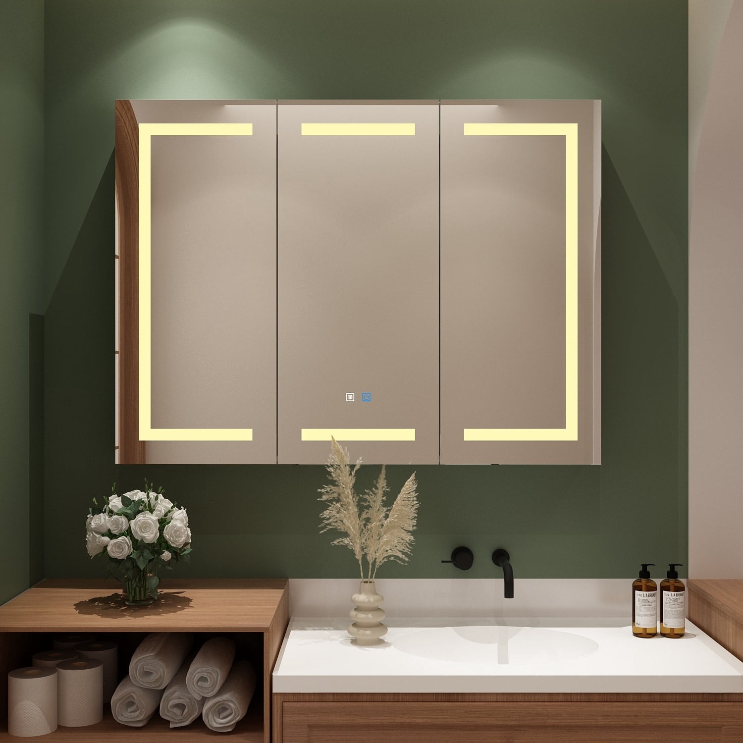 Timechee Led Mirror Cabinet Bathroom Wall Mounted Medicine Cabinet ...
