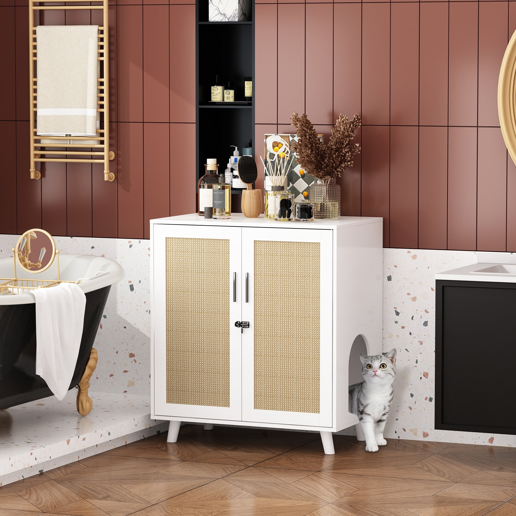 Timechee Litter Box Enclosure Cat Litter Box Furniture End Table Sofa ...
