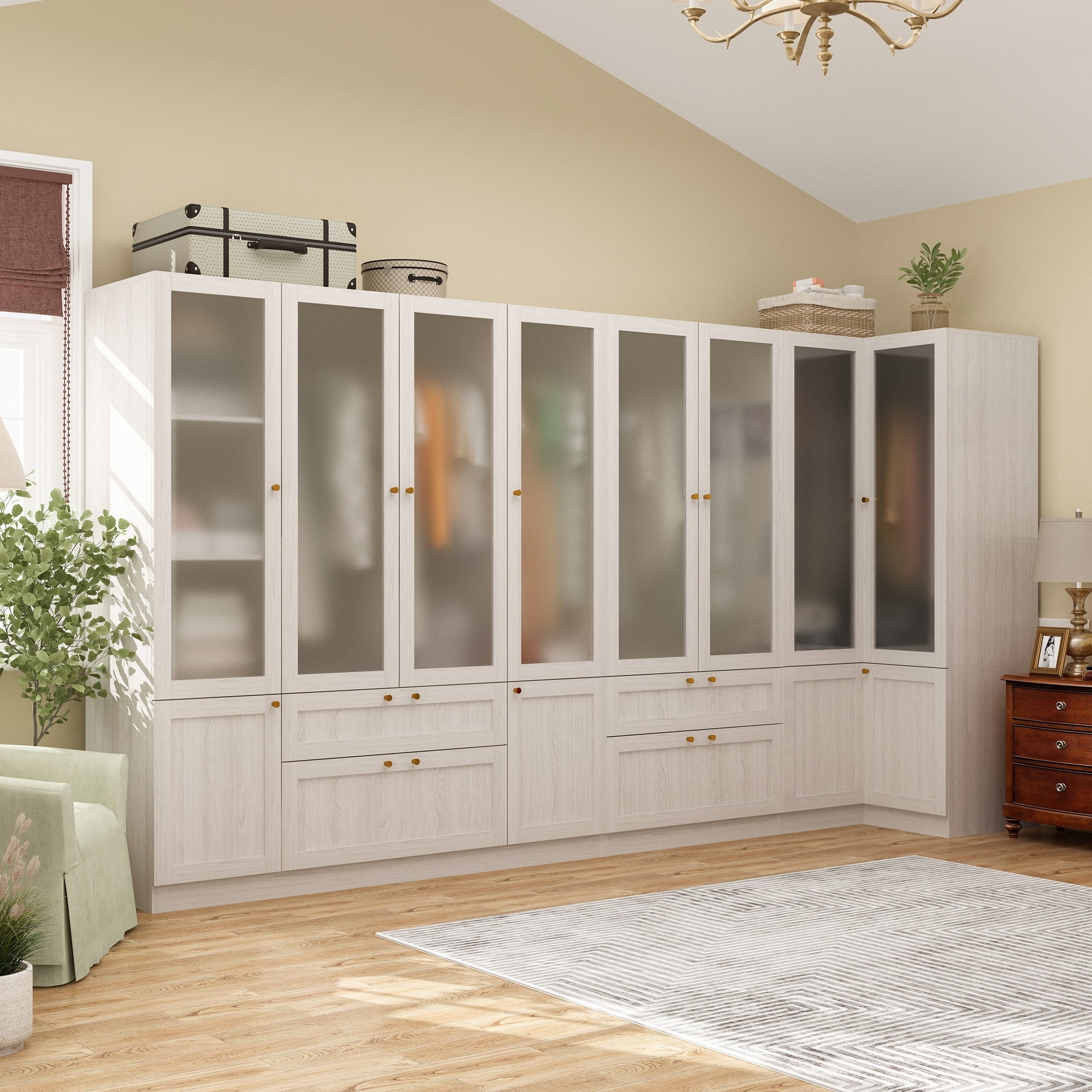 Timechee Modular Modern Glass Door Wardrobe:Storage Closet Solution ...