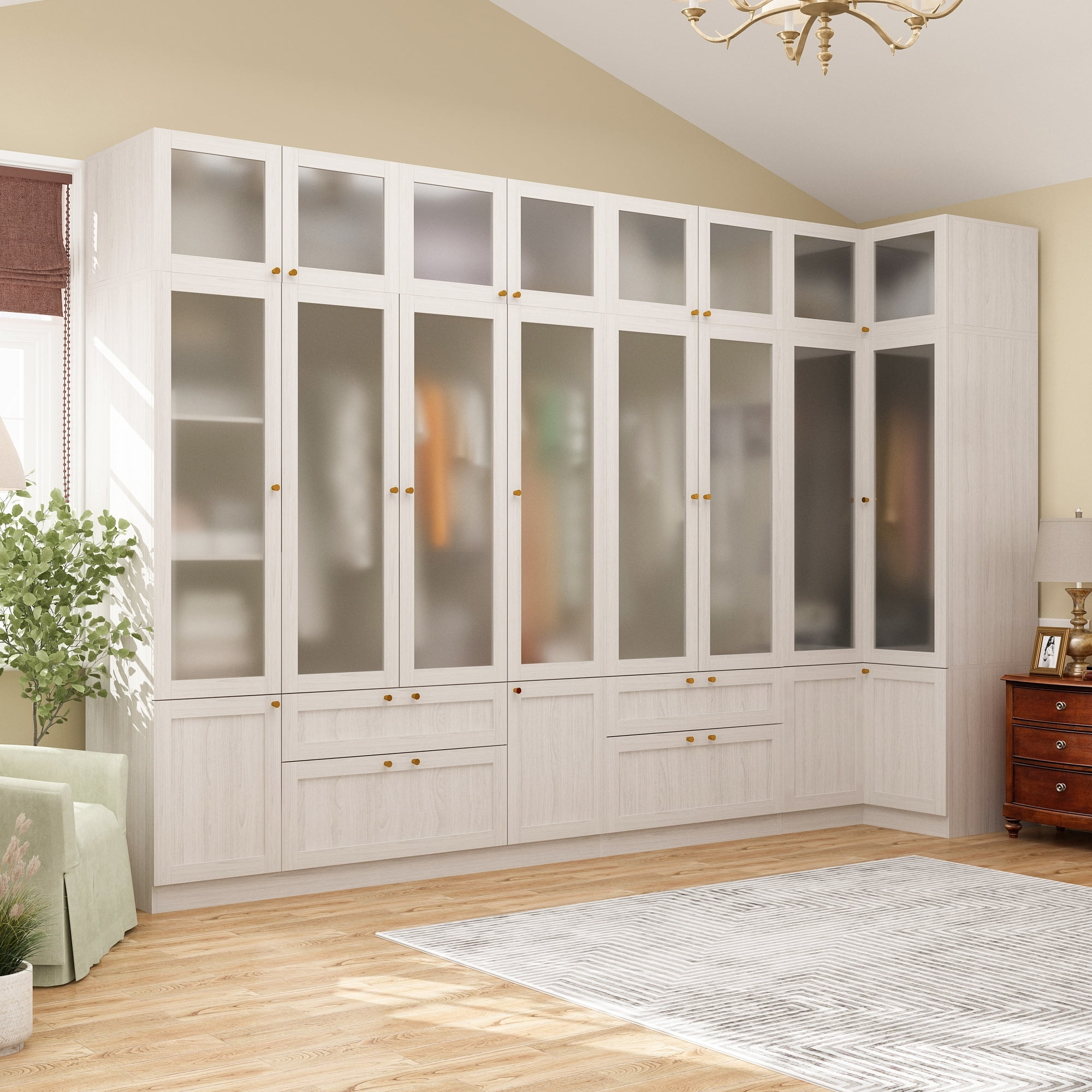 Timechee Modular Modern Glass Door Wardrobe:Storage Closet Solution ...