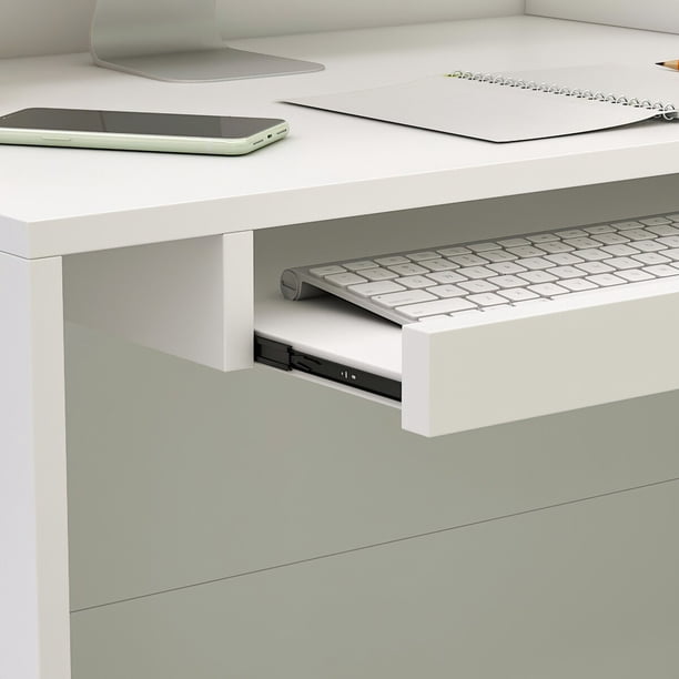 Timechee Reception Desk L-Shaped Counter Shelves Drawers Reception ...