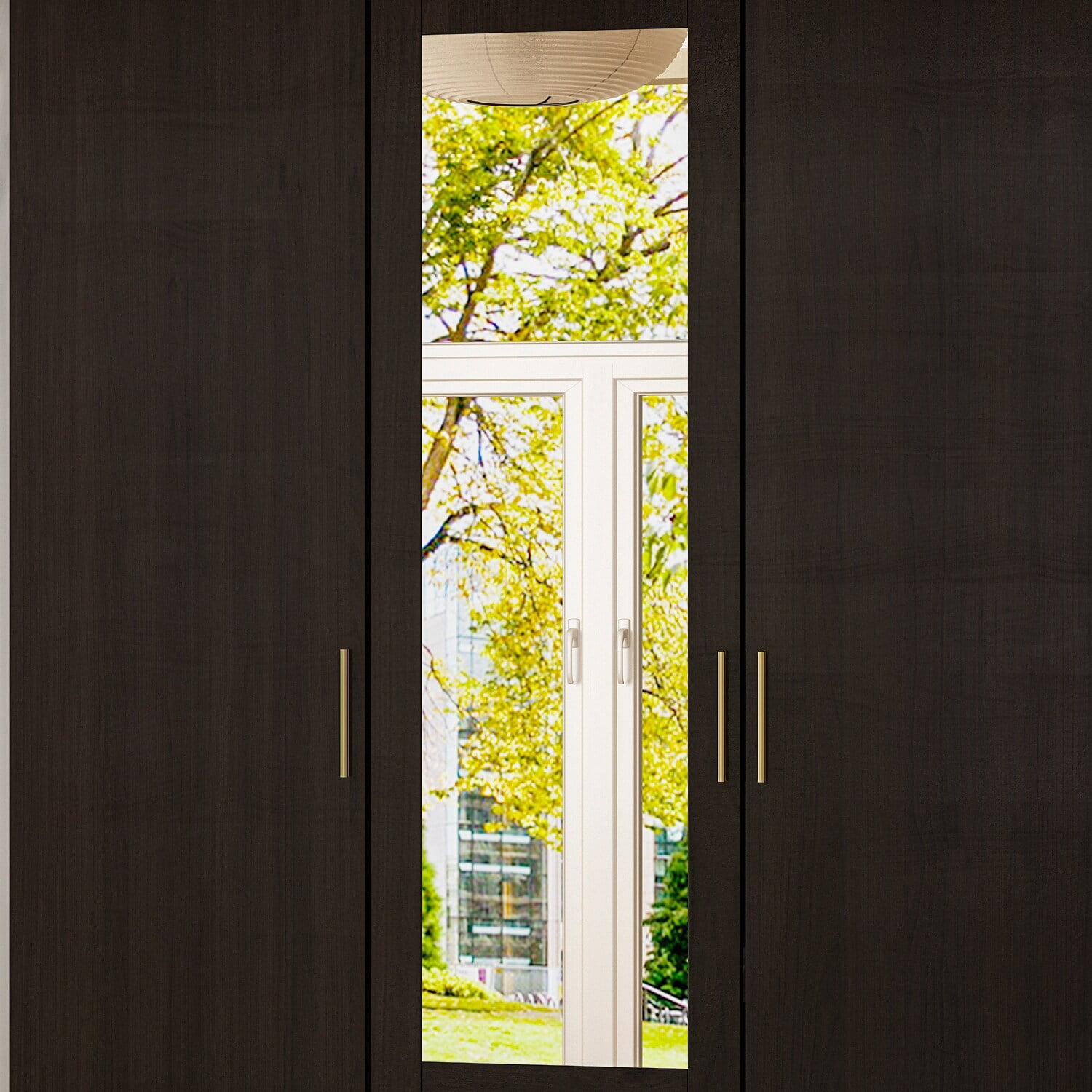 Timechee Wardrobe Armoire Wooden Closet with Mirror 4 Doors 2 Drawers ...