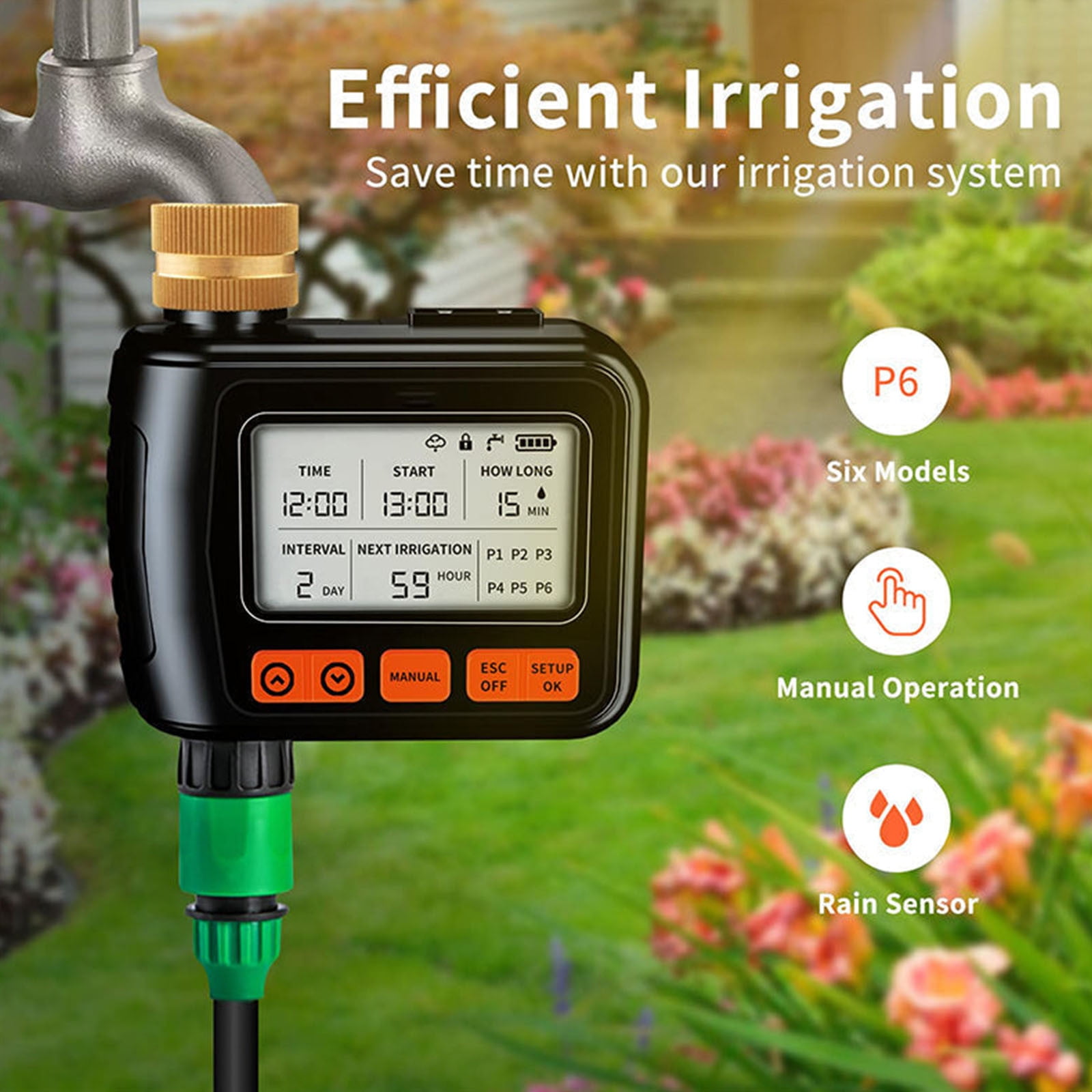 Timed Garden Irrigation System, Spray Watering Device, Adjustable Flow ...
