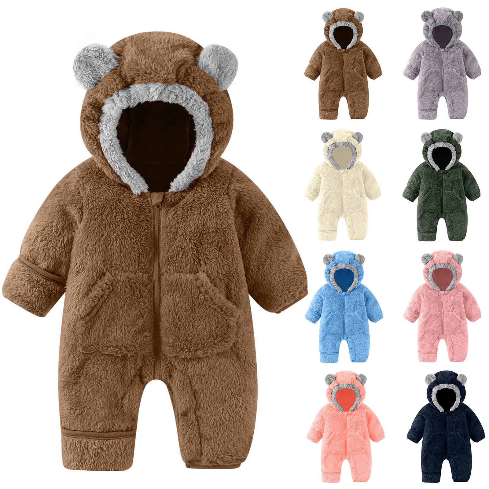 Timegard Toddler Boys Girls Clothes Winter Warm Cute Hood Rompers ...