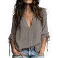 Timegard Button down Shirts for Women Deep V Neck Drawstring Cotton ...