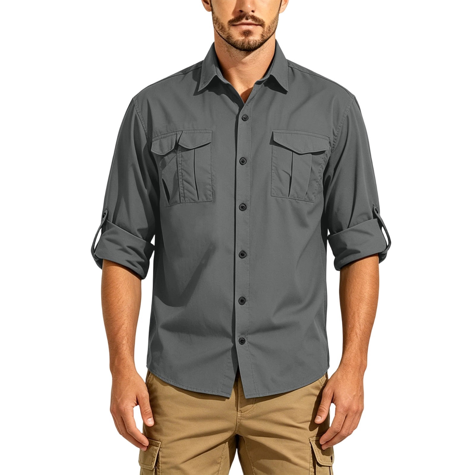 Timegard Men's Long Sleeve Shirts Collared Button down Loose Hiking ...