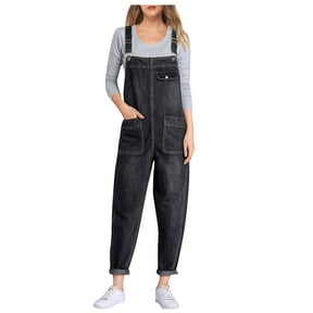 No Boundaries Relaxed Wide-Leg Denim Overalls, Women's - Walmart.com