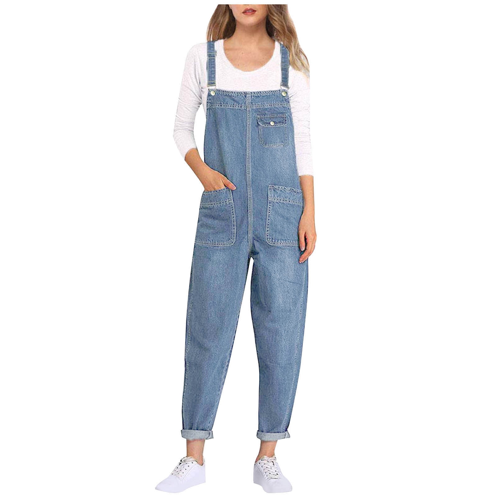 Timegard Overalls for Women Plus Size Loose Denim Jumpsuit Stretch ...