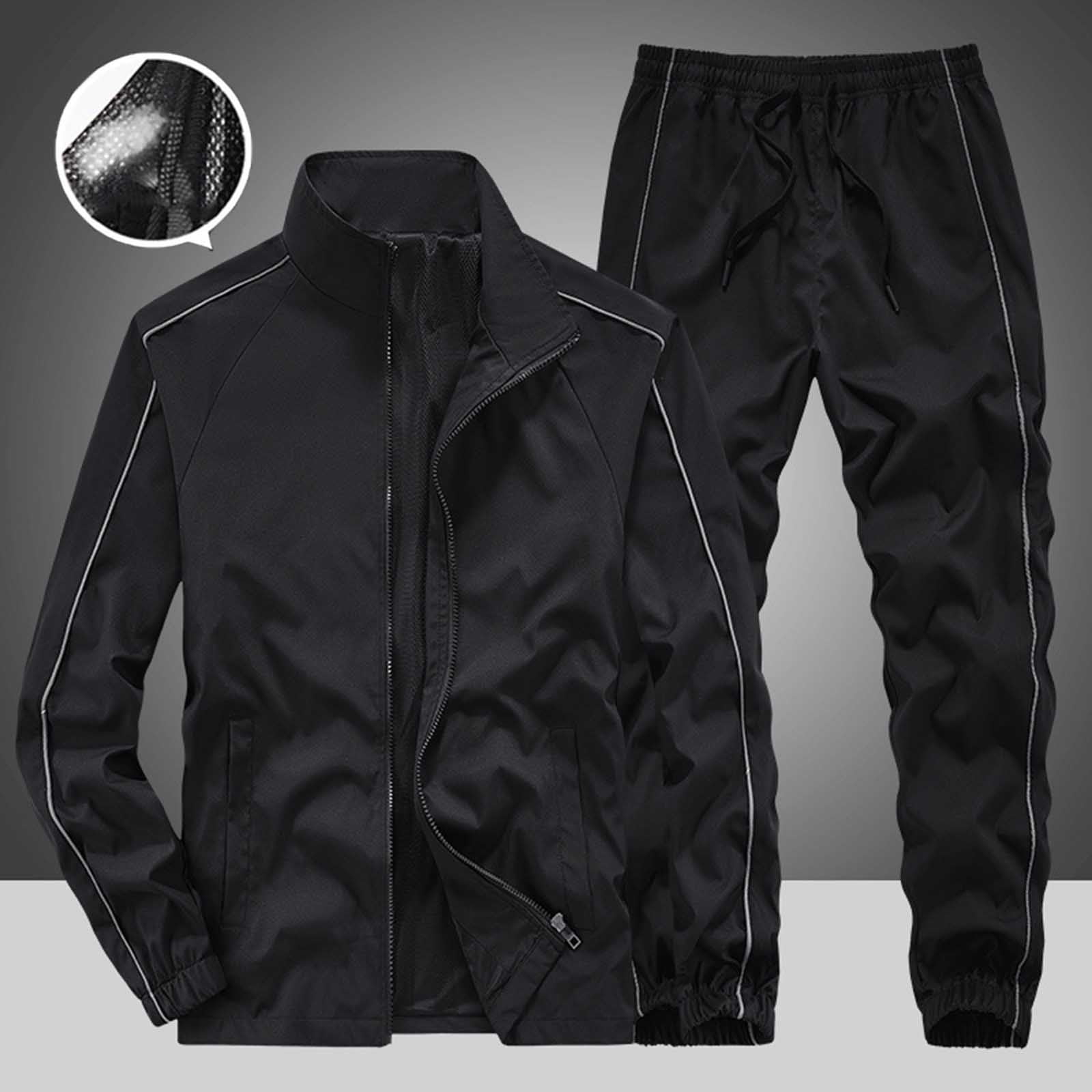 Timegard Plus Size Sets for Men 2 Piece Tracksuit Stand Collar Zipper ...