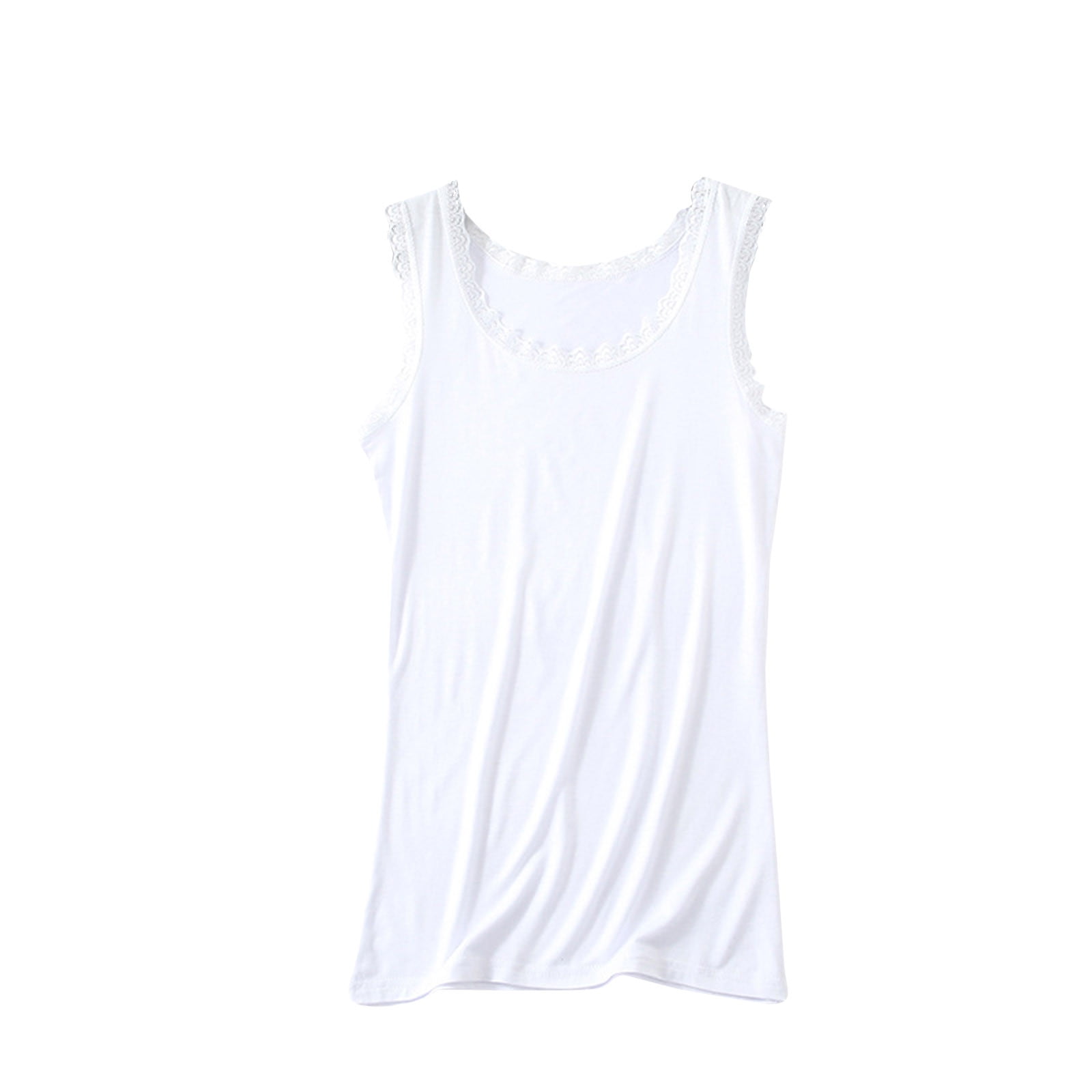 Timegard Plus Size Tank Top for Women Lace Round Neck Wide Strap Comfy ...