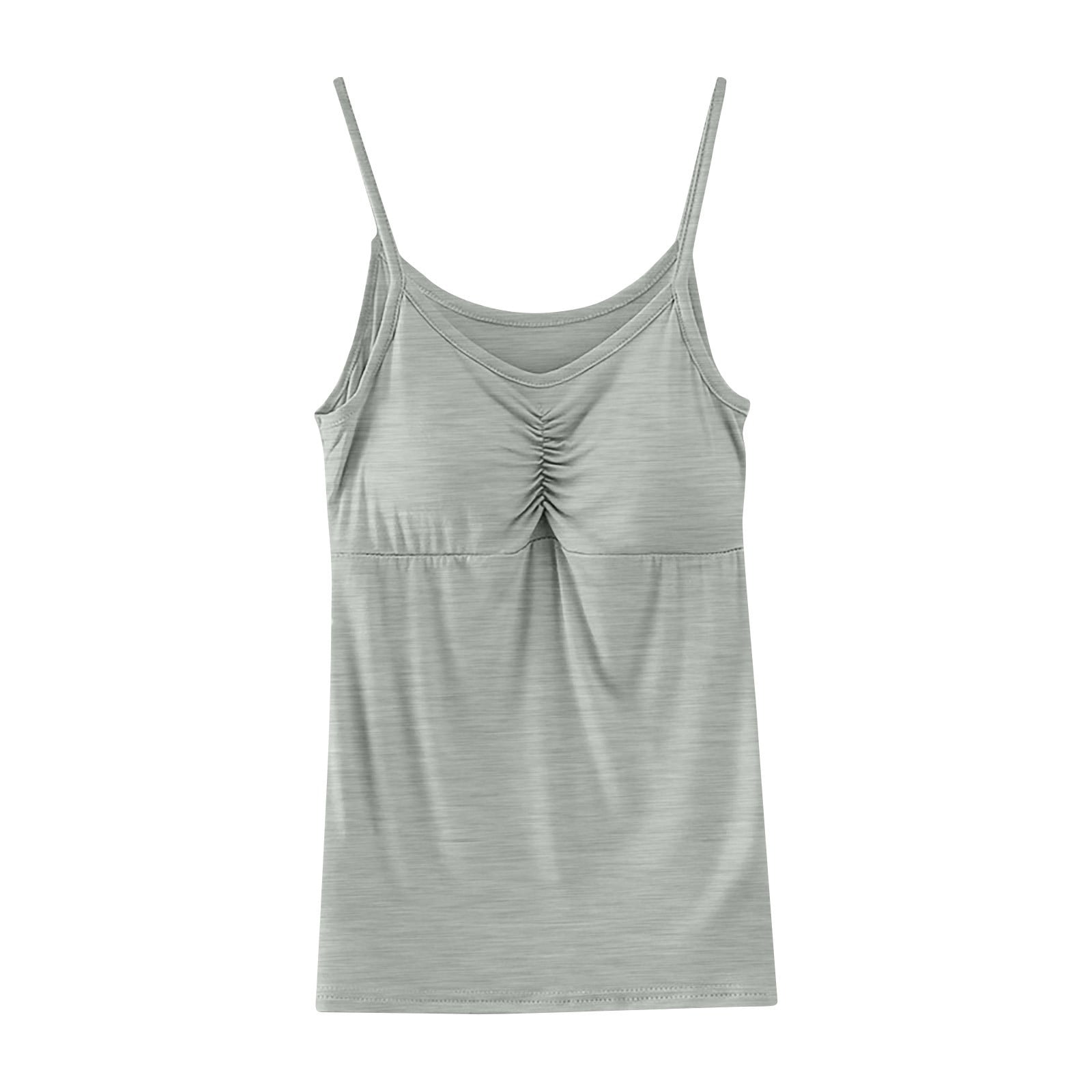 Timegard Sleep Tank Tops for Women with Built in Bra V-Neck Spaghetti ...
