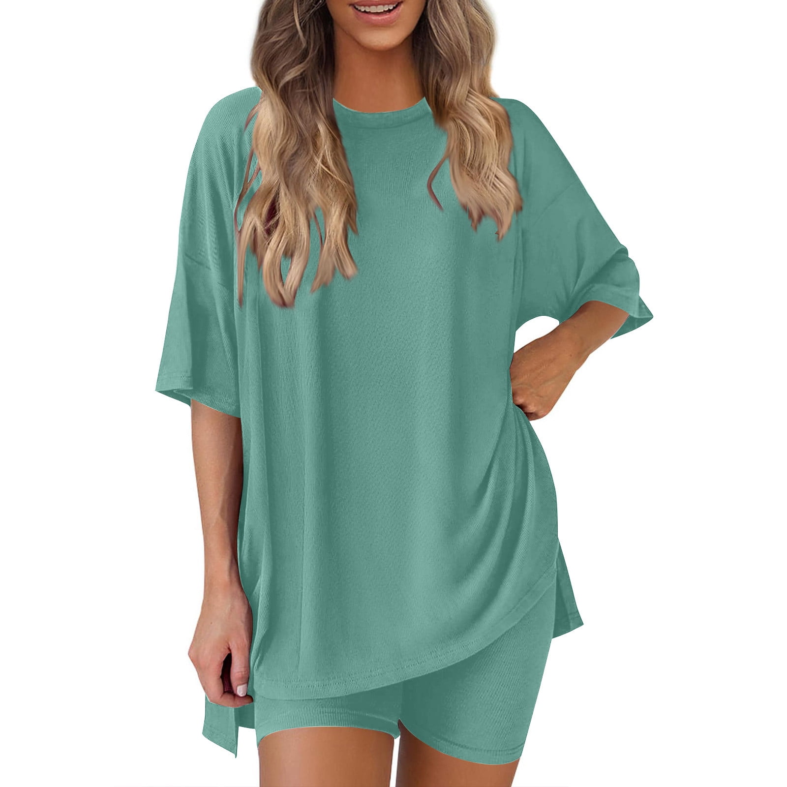 Timegard Summer Outfits for Women 2 Piece Side Split 1/2 Sleeve ...