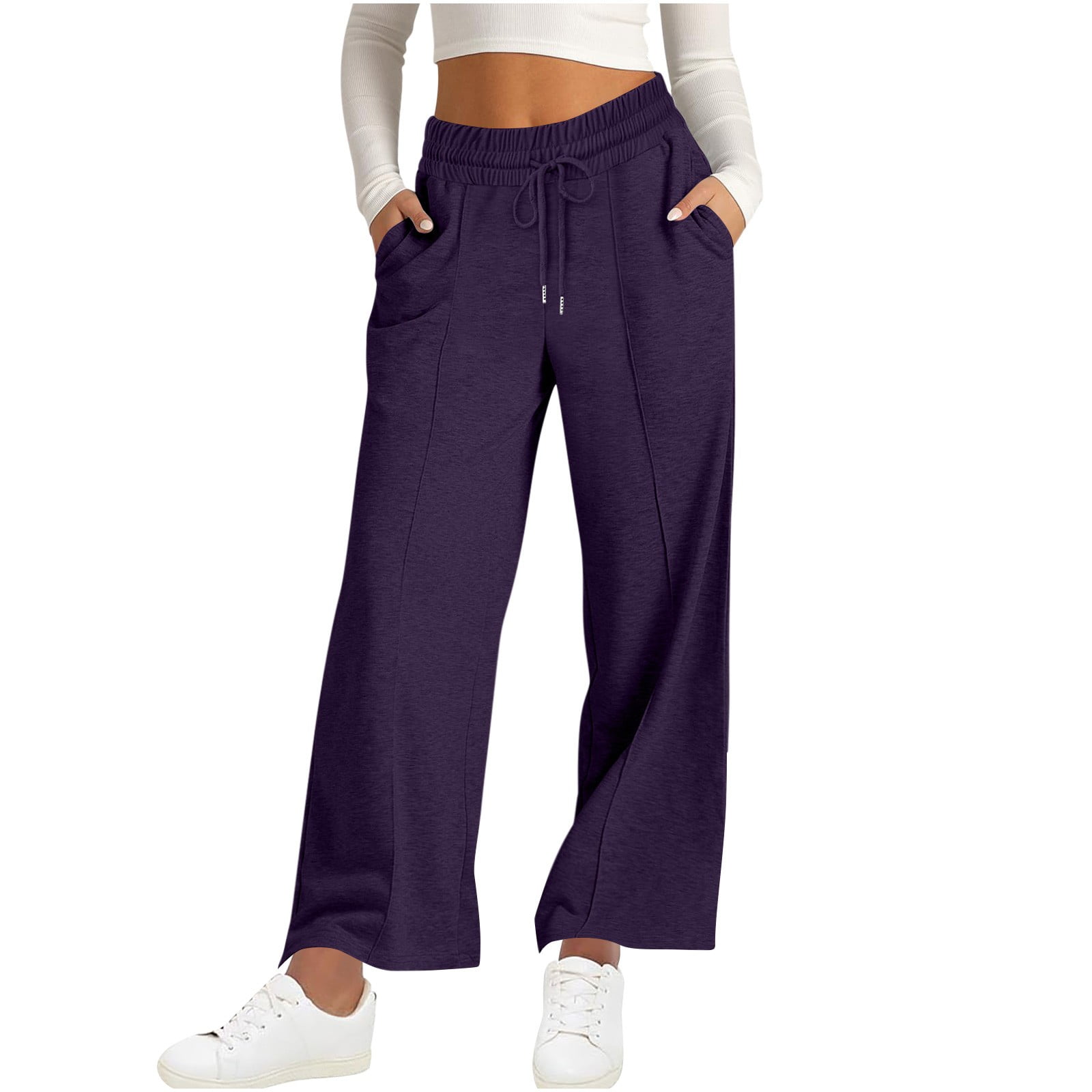 Timegard Sweatpants for Women Wide Leg High Waisted Stretchy Pants Fall ...