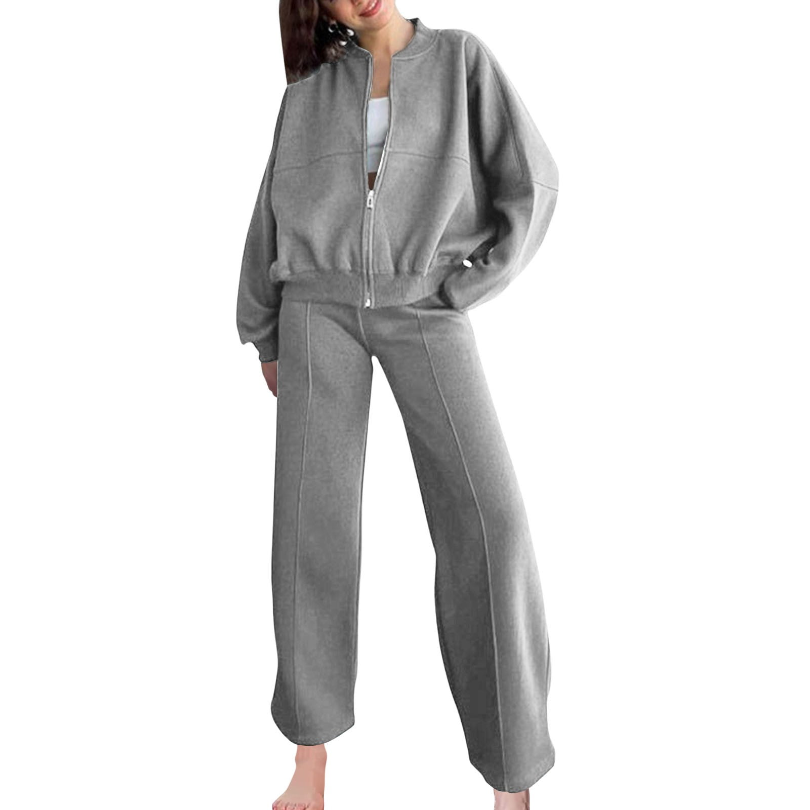 Timegard Sweatshirts for Women 2 Piece Zip up Jackets Straight Leg ...