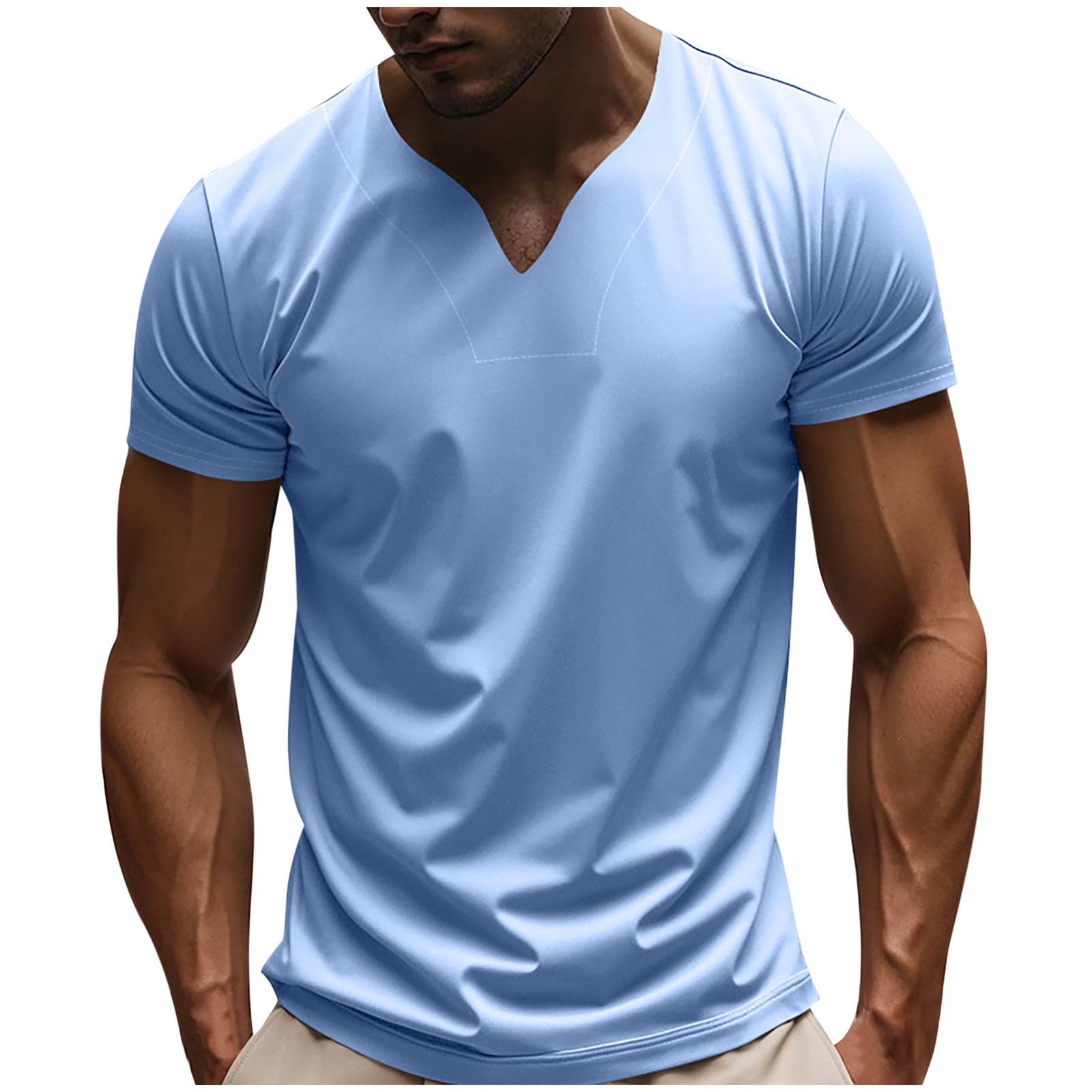 Timegard Tops for Men Summer V Neck Drop Shoulder Fitting Comfy Tee ...