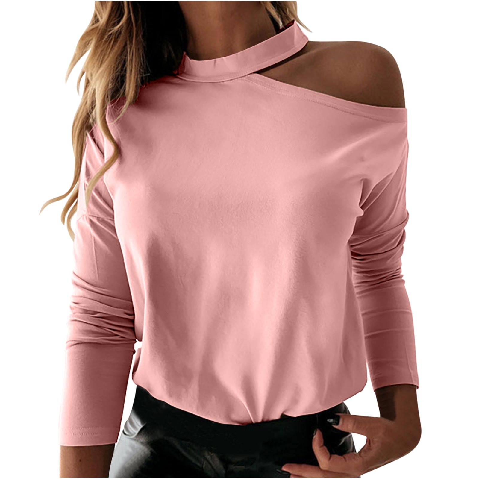 Timegard Tops for Women 1 Shoulder Turtleneck Long Sleeve Fitting ...