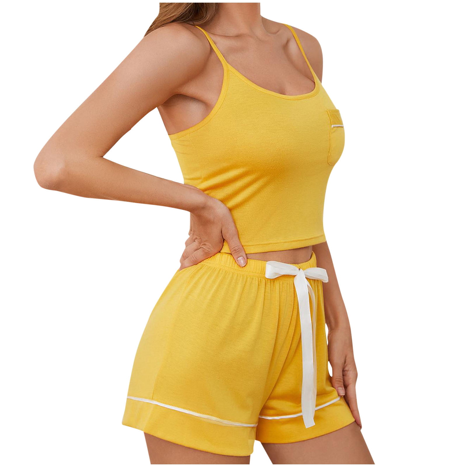 Timegard Women Pajamas Sets 2 Piece Scoop Neck Sleeveless Crop Top ...