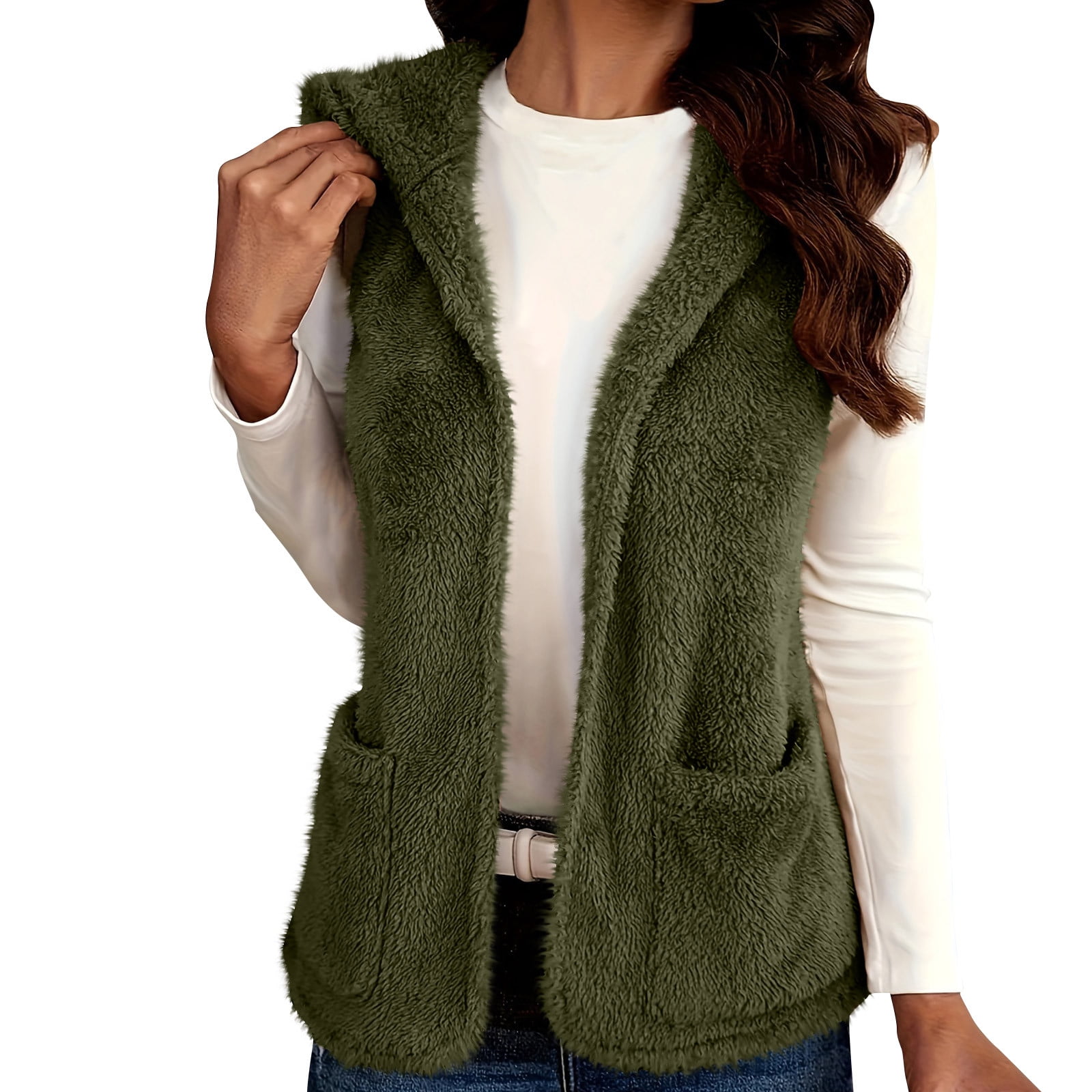 Timegard Fall Winter Womens Vests Sleeveless Hoodies Open Front Warm ...