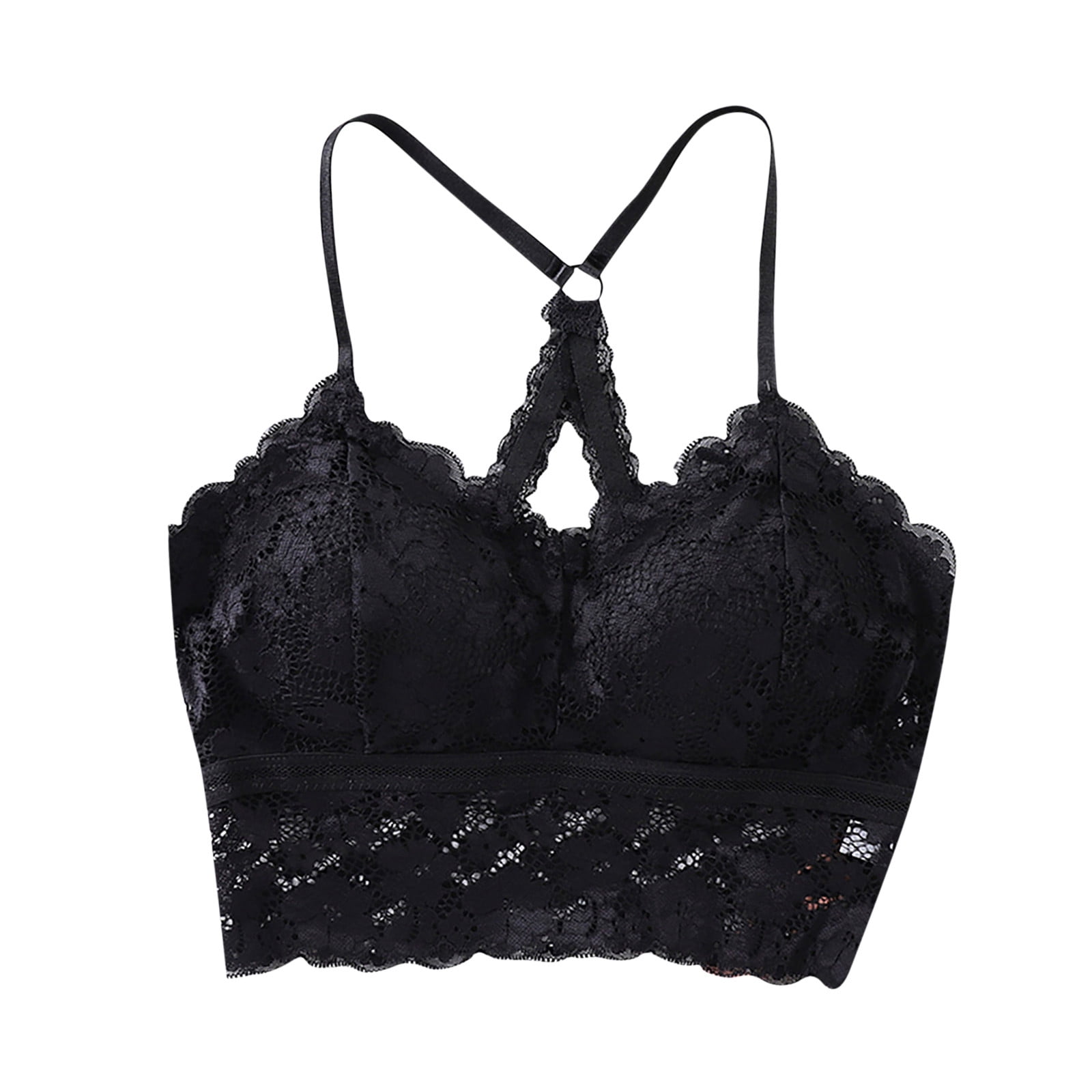 Timegard Womens Bras Crisscross Sheer Floral Lace Longline Bralette ...
