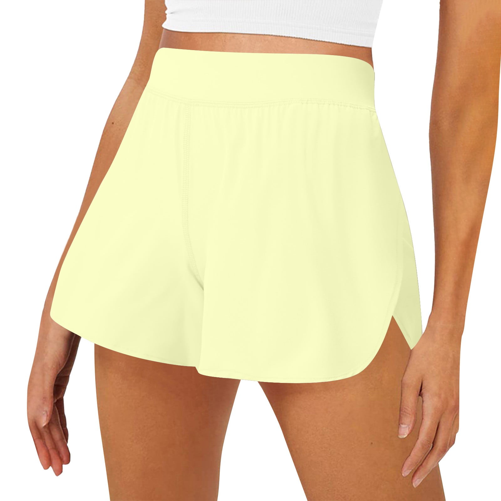 Timegard Womens Shorts High Waist Petal Leg Solid Color Comfy Casual ...