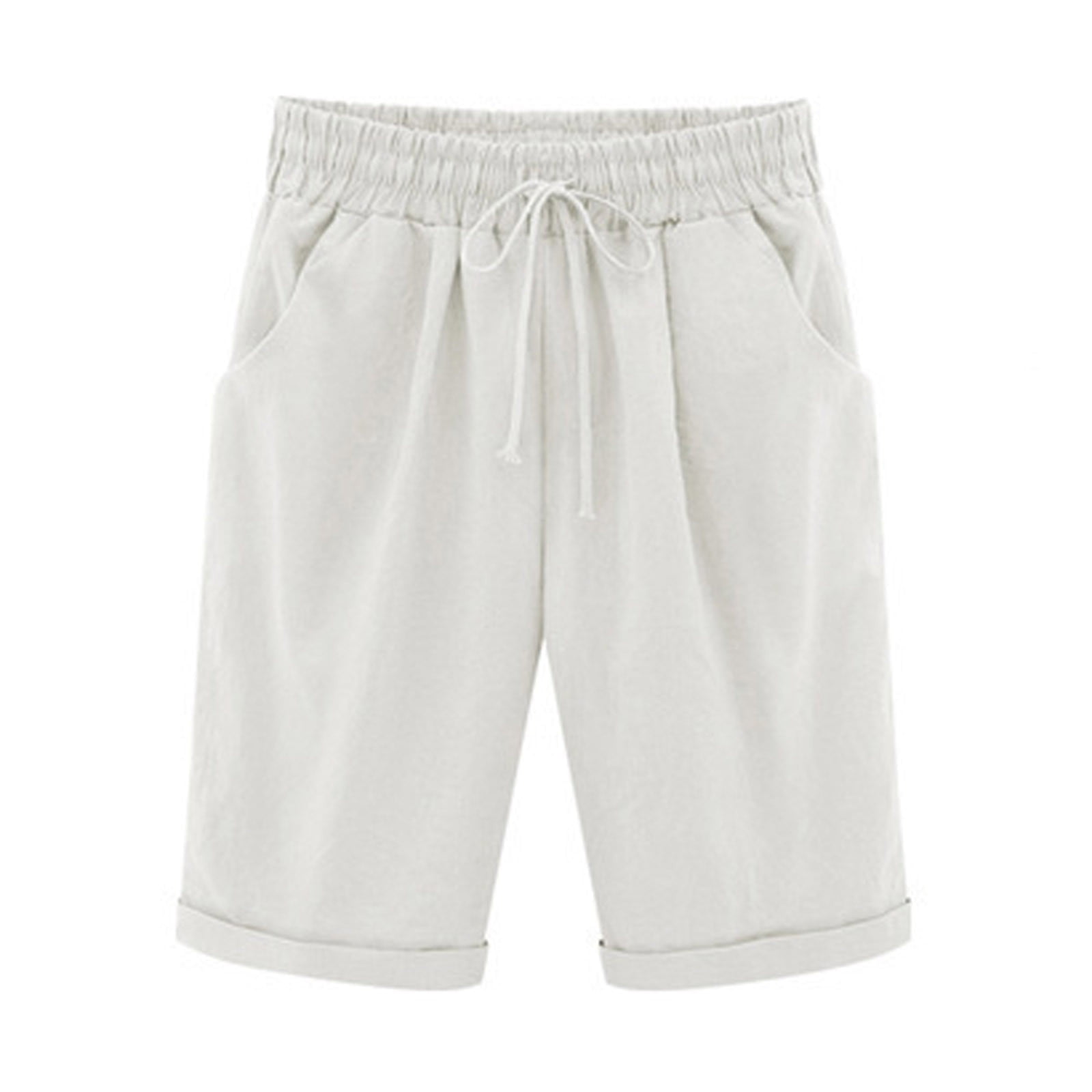 Timegard Womens Shorts Summer Elastic Waist Drawstring Ruched Casual ...