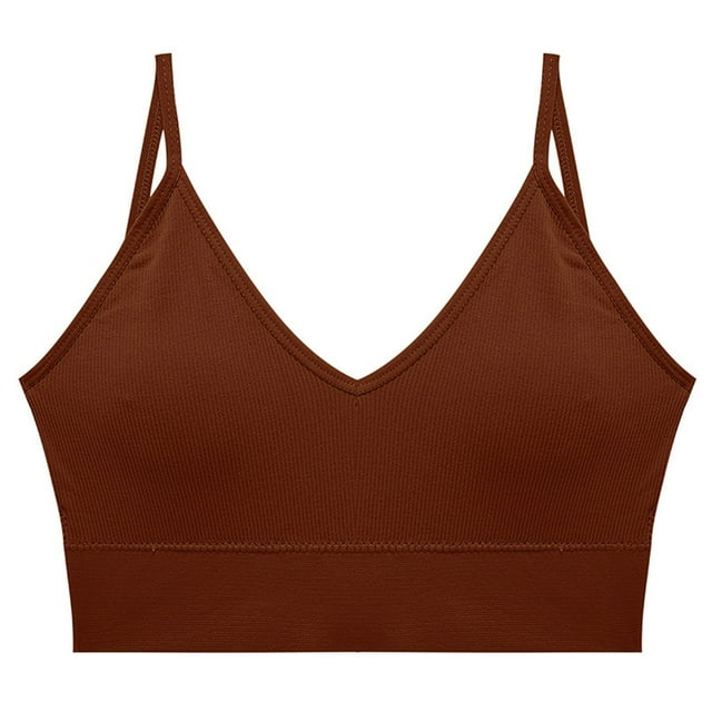 Timegard Womens Sports Bras Ribbed Wireless V-Neck Backless Workout Gym ...